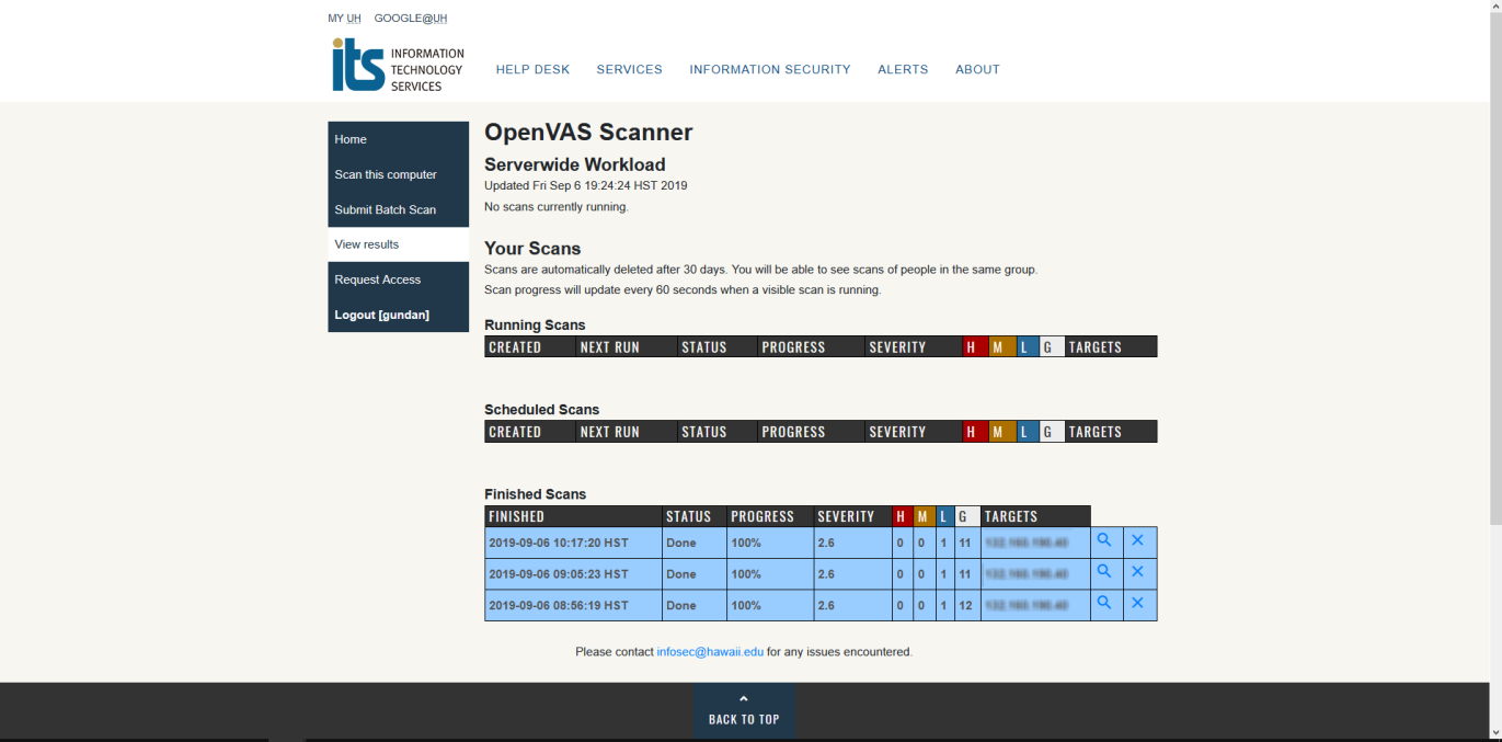 UH Manoa OpenVAS | Gabriel Undan | Professional Portfolio